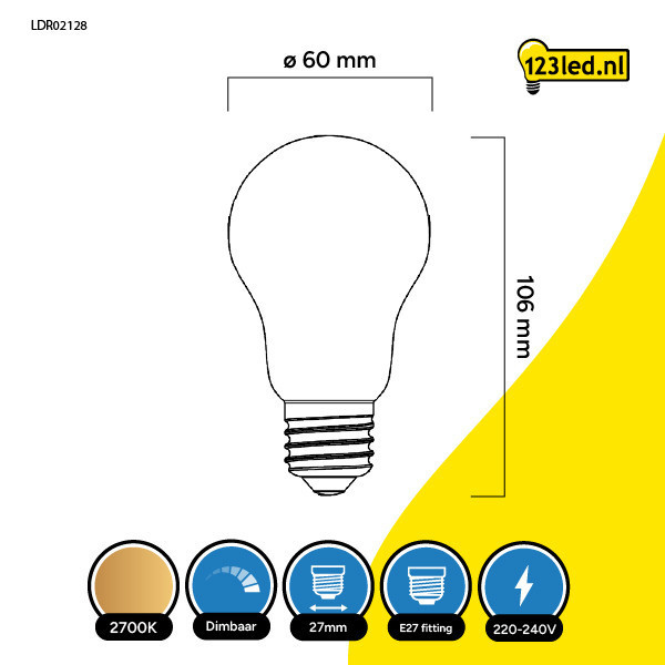 123led E27 filament led-lamp peer daglichtsensor 7.3W (60W) 123inkt.be