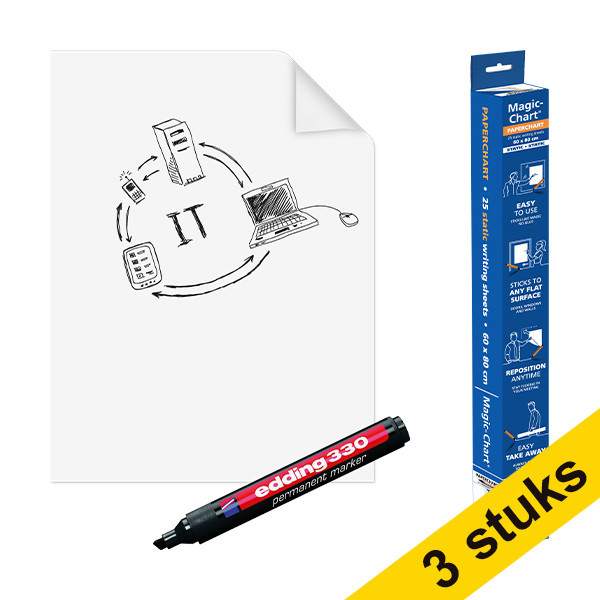 Aanbieding: 3x Legamaster Magic-Chart paperchart folie 60 x 80 cm (25 ...